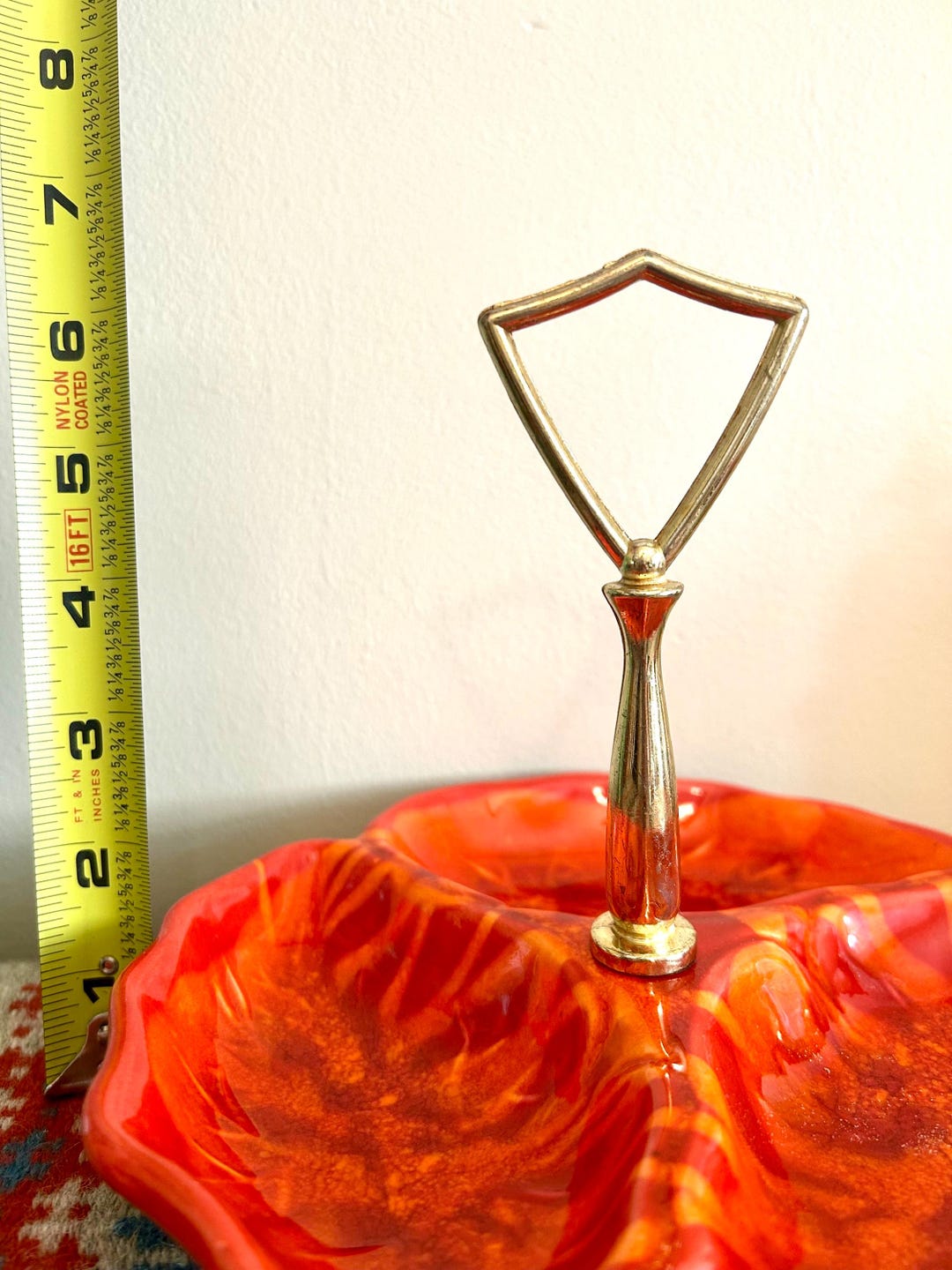 Vintage Red Orange Ceramic California Original Tidbit Tray – Leaf ...