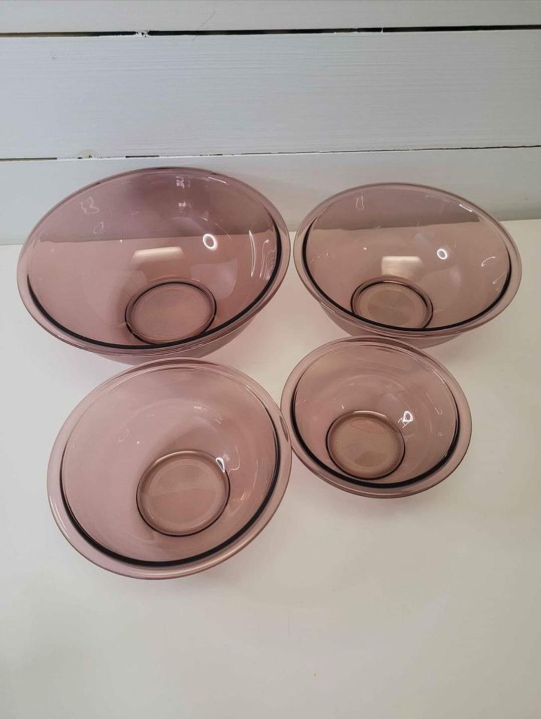 Vintage Cranberry Pyrex Mixing Bowls - Etsy