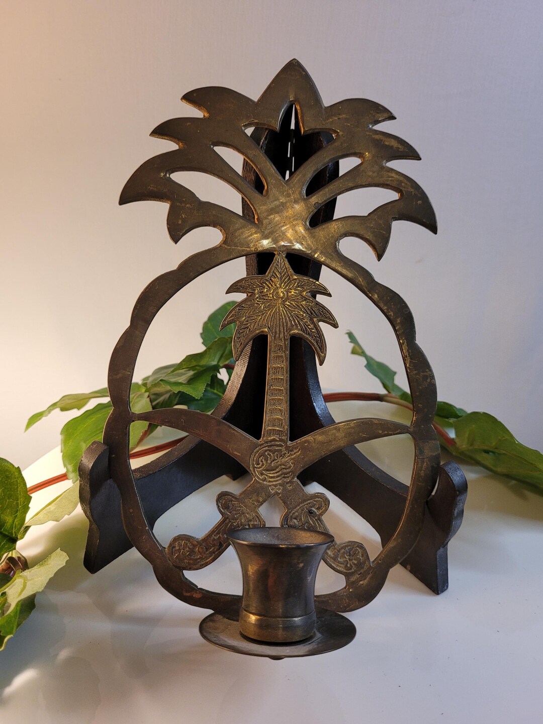 Vintage Brass Pineapple and Palm Tree Saudi Arabian Candle Sconce - Etsy