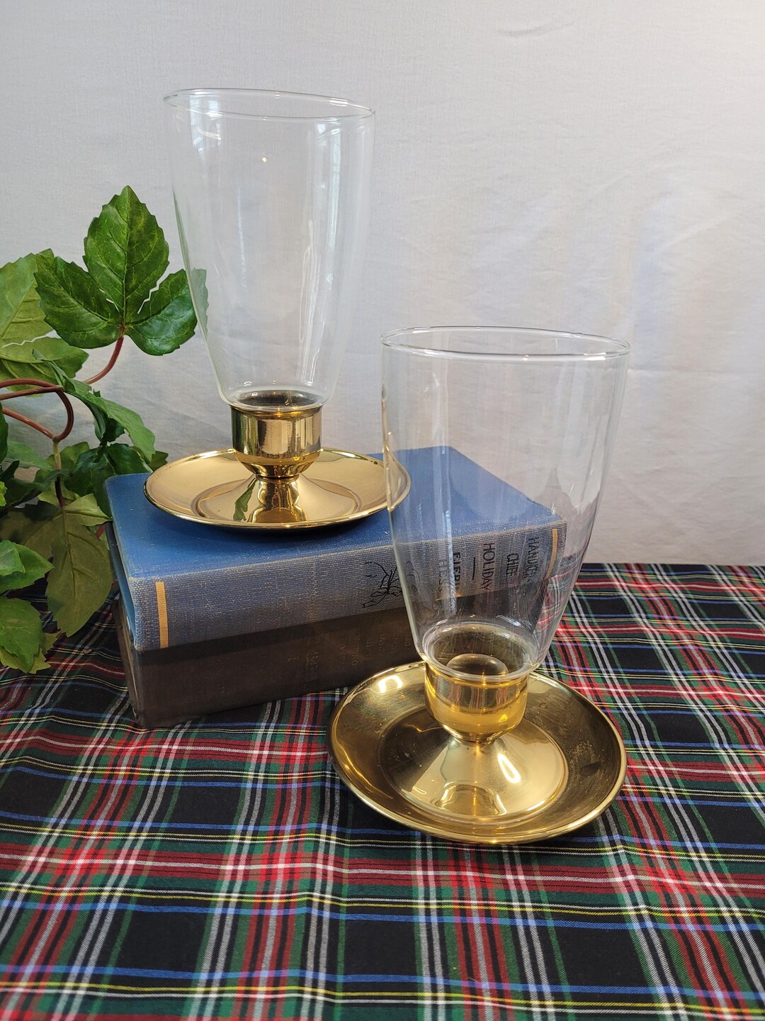 Mid Century Brass Hurricane Candle Holders - Etsy