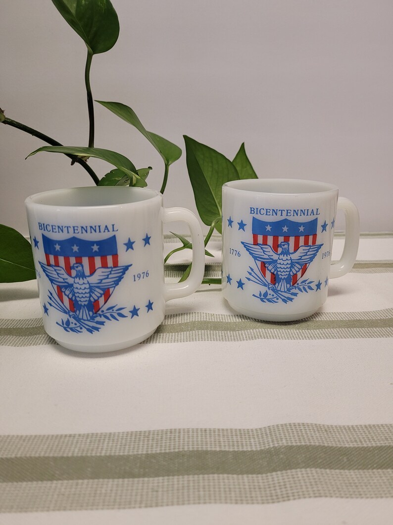 Vintage Bicentennial Glasbake Coffee Mugs - Etsy