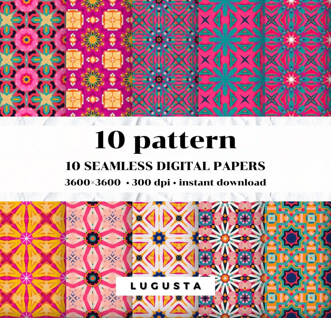10 Pattern Printable Paper Seamless LUGUSTA Instant Digital Download ...