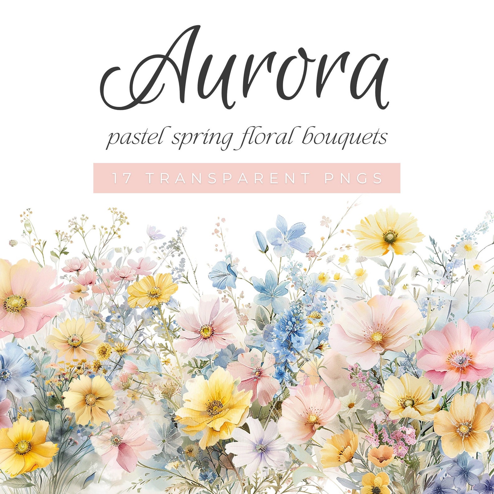 Spring Watercolor Bouquets, Spring Watercolor Clip Art, Spring Floral ...