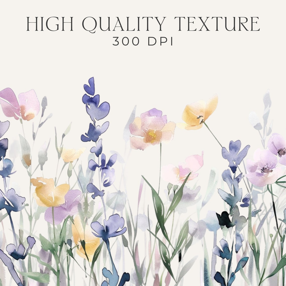 Watercolor Floral Clipart, Spring Wildflowers Clipart, Purple Floral ...