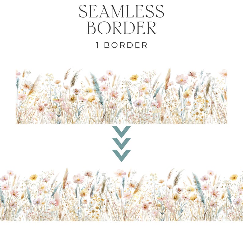 Pastel Meadow Borders, Pastel Meadow Wildflower Watercolor Clipart ...