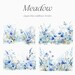 Blue Watercolor Flower Border, Watercolor Meadow Florals, Wildflower ...