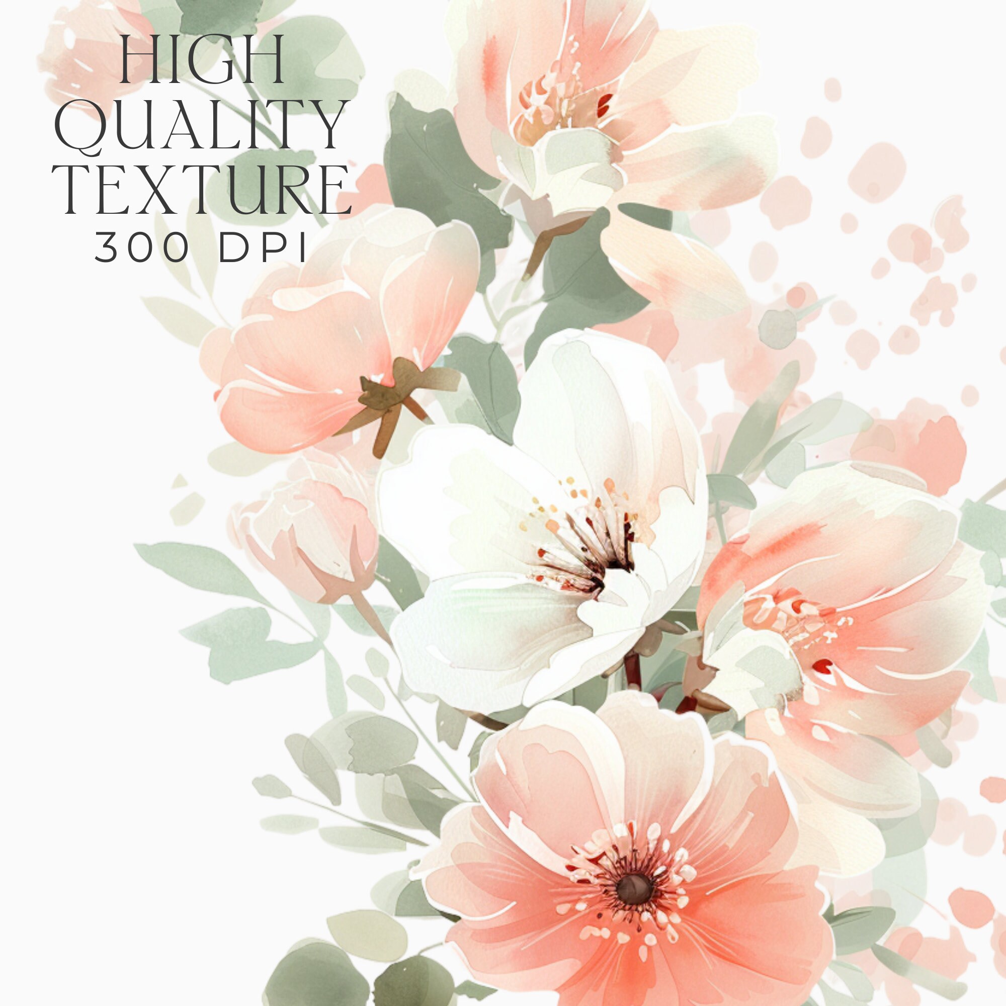 Watercolor Floral Clipart, Peach Floral Bouquets Clipart, Peach Flowers ...