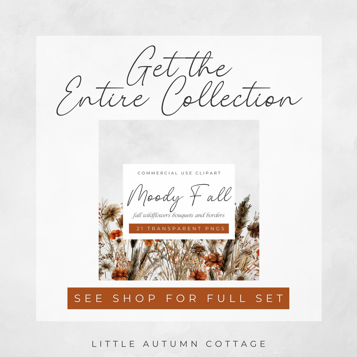 Brown Fall Watercolor Floral Clipart Orange Flower Bouquets and Borders ...