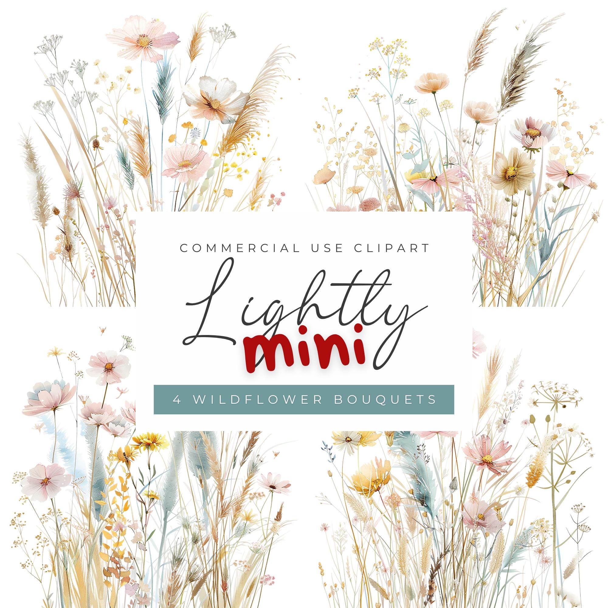 Pastel Meadow Borders, Pastel Meadow Wildflower Watercolor Clipart ...