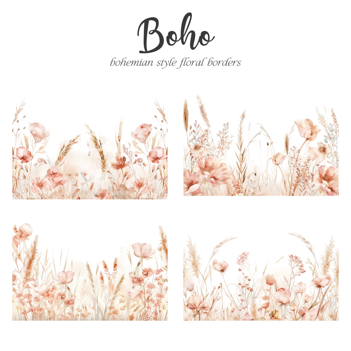 Boho Wildflower Borders, Bohemian Style Wildflower Borders, Wildflower ...