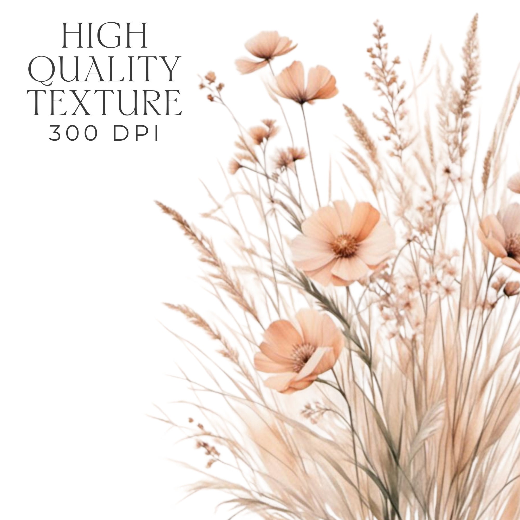 Soft Peach Floral Clipart Watercolor Wildflower Bouquets and Borders ...