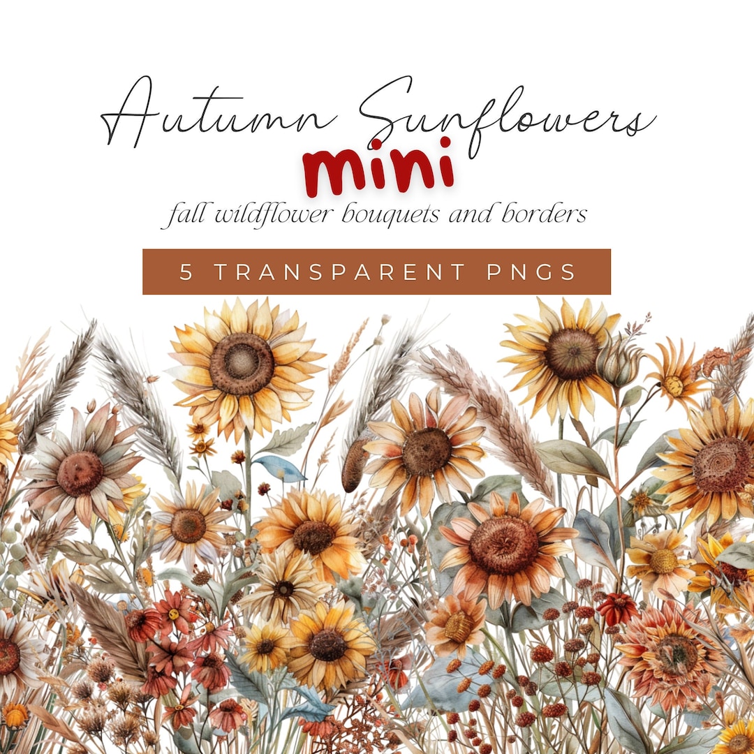 Autumn Sunflower Watercolor Clipart, Sunflower Clipart, Sunflower ...