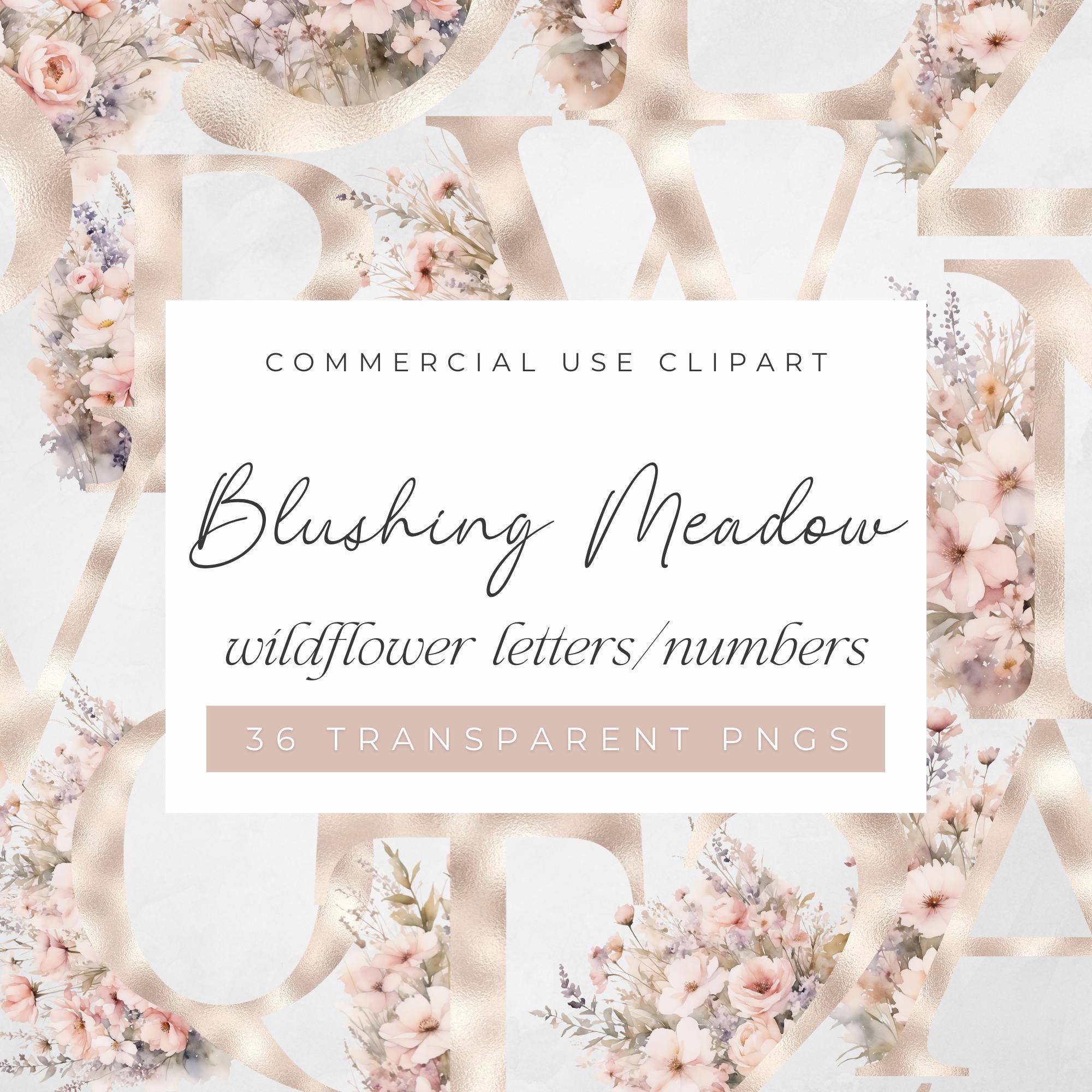 Wildflower Letters and Numbers Clipart, Floral Alphabet Pngs, Botanical ...