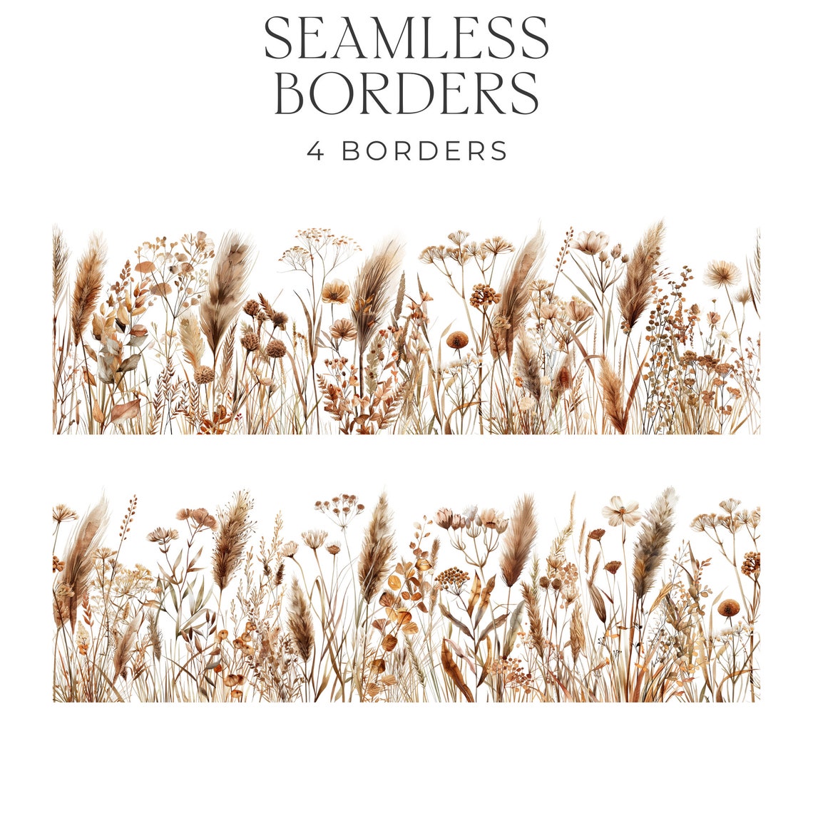 Rustic Fall Wildflower Clipart Watercolor Brown Floral Bouquets and ...