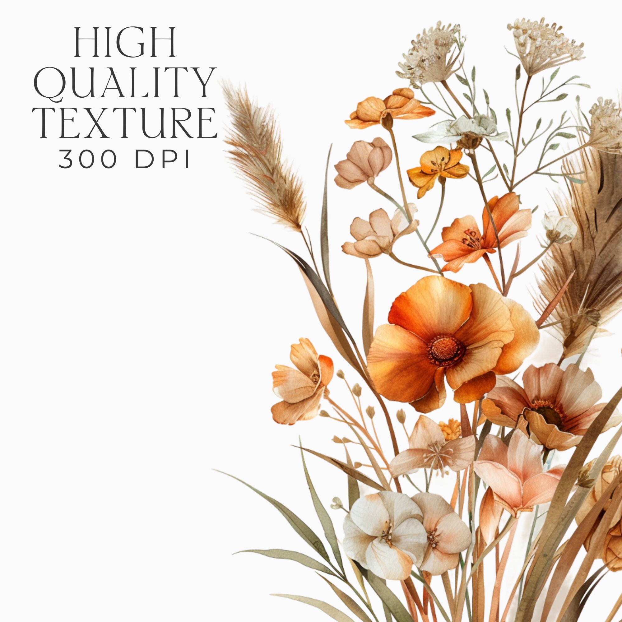 Autumn Watercolor Wildflower, Fall Wildflower Bouquets & Borders, Fall ...