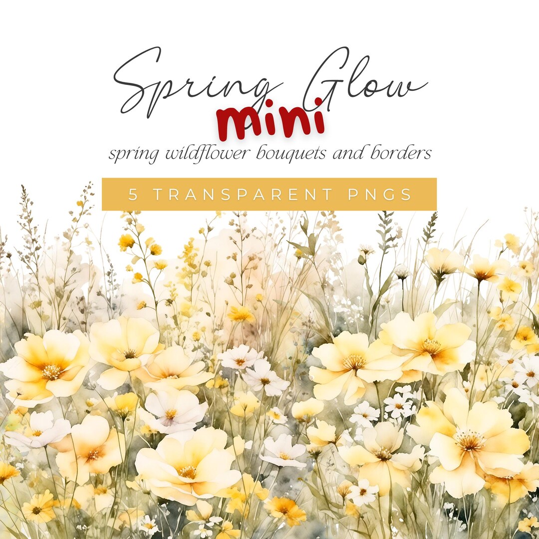 Soft Yellow Watercolor Floral Clip Art, Yellow Spring Floral Clipart ...