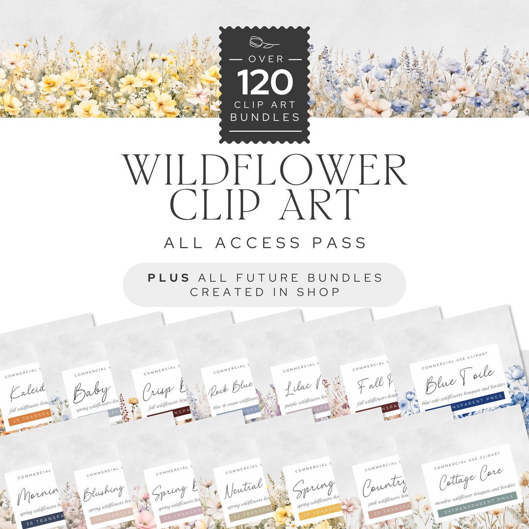 Watercolor Floral Clip Art, Watercolor Wildflower Bouquets and Borders ...