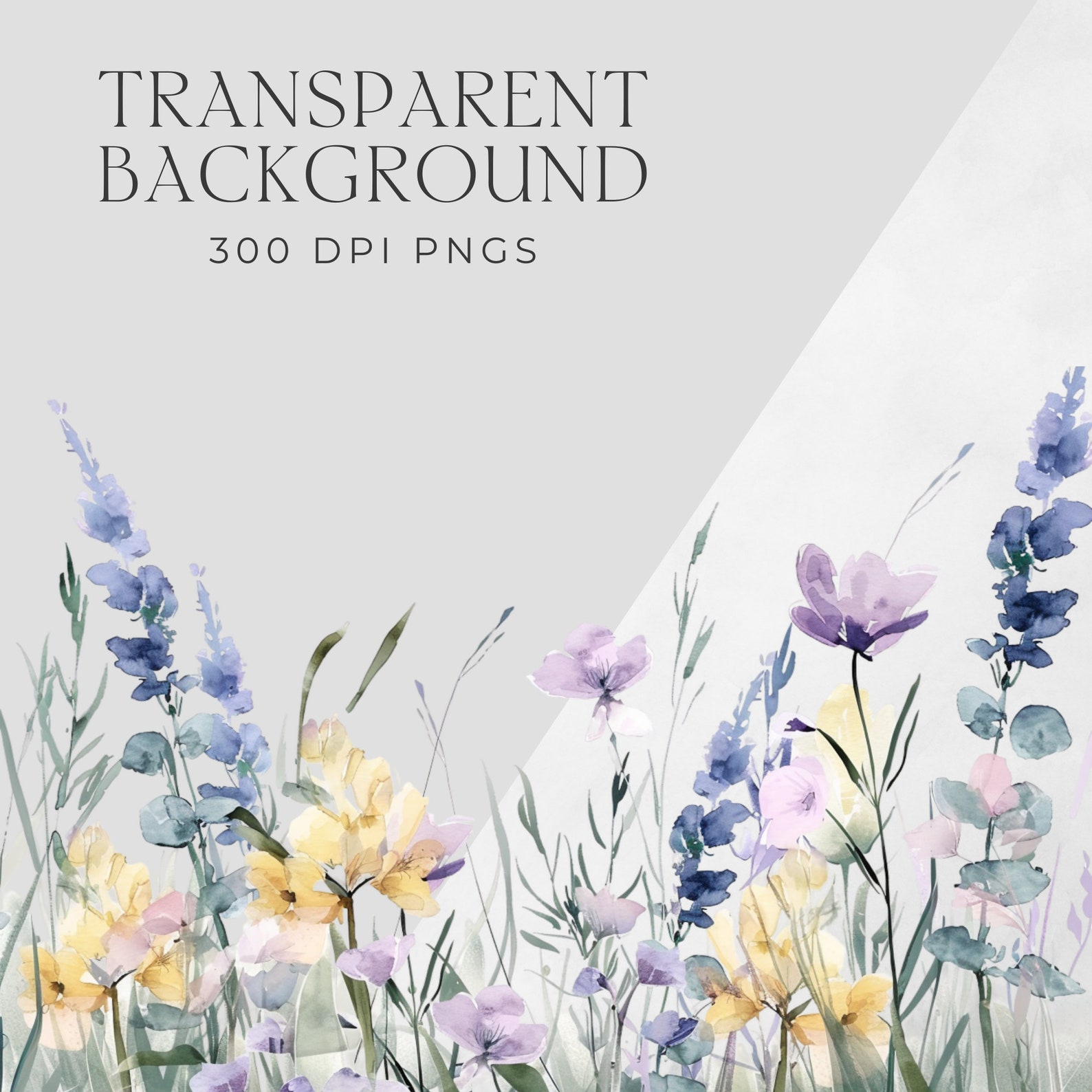 Watercolor Floral Clipart, Spring Wildflowers Clipart, Purple Floral ...