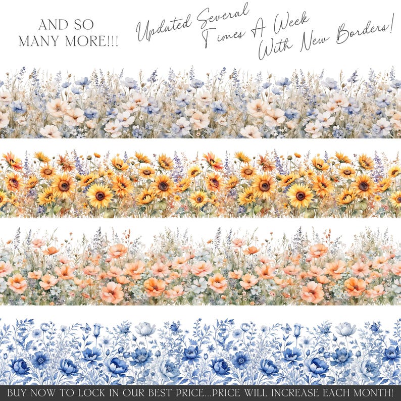 Watercolor Floral Clipart All Access Pass, Watercolor Wildflower ...