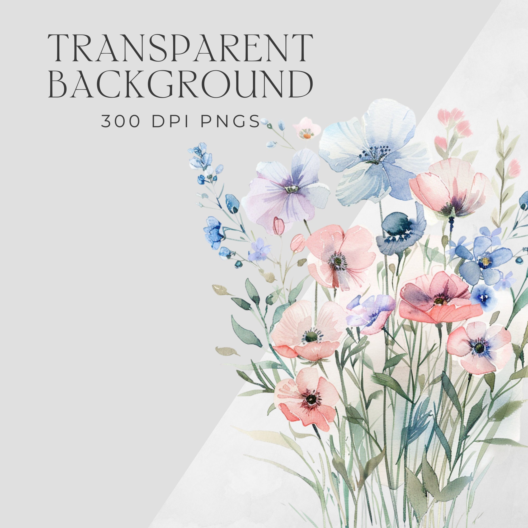 Pastel Watercolor Floral Clipart, Pink Wildflower Bouquets Clipart ...