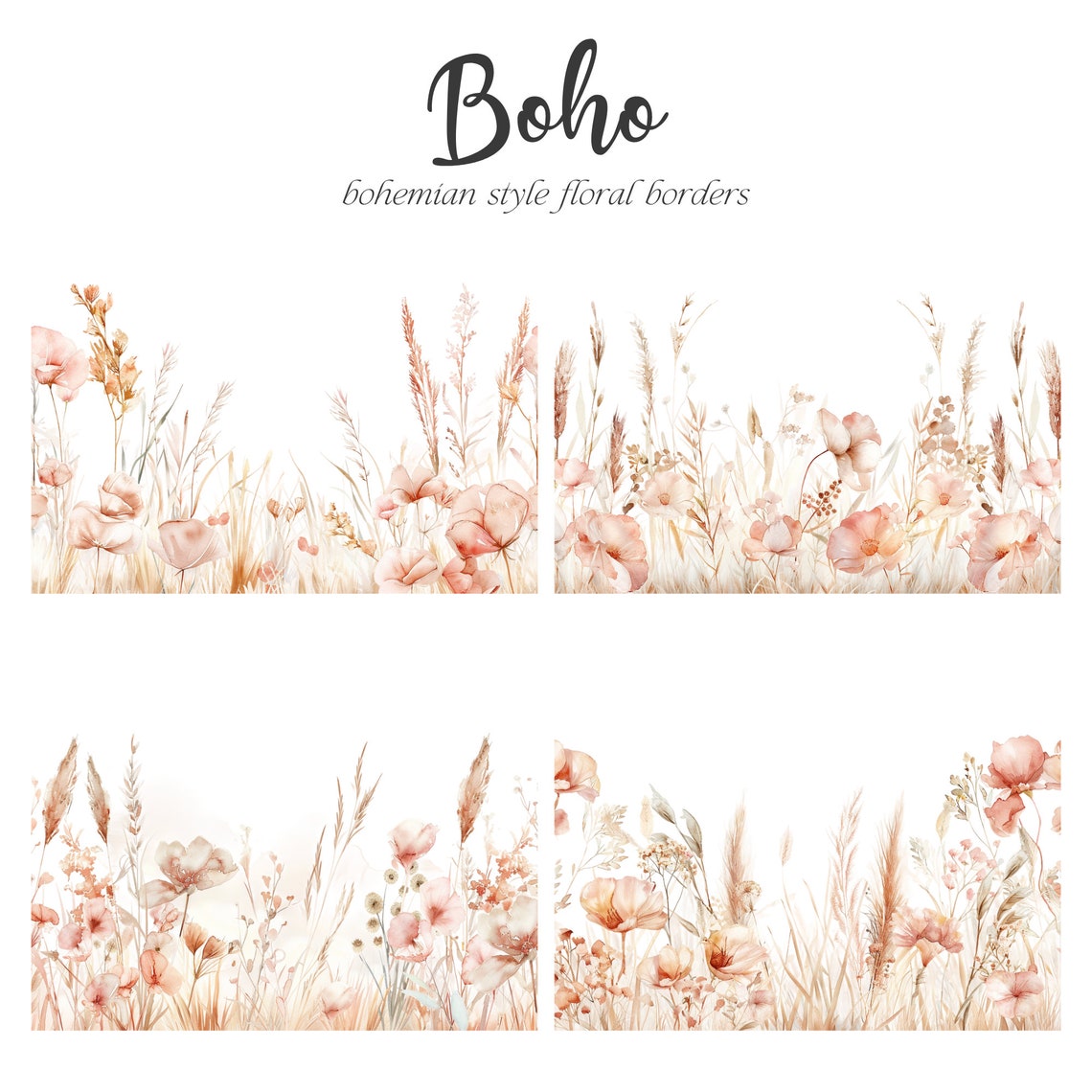 Boho Wildflower Borders, Bohemian Style Wildflower Borders, Wildflower ...