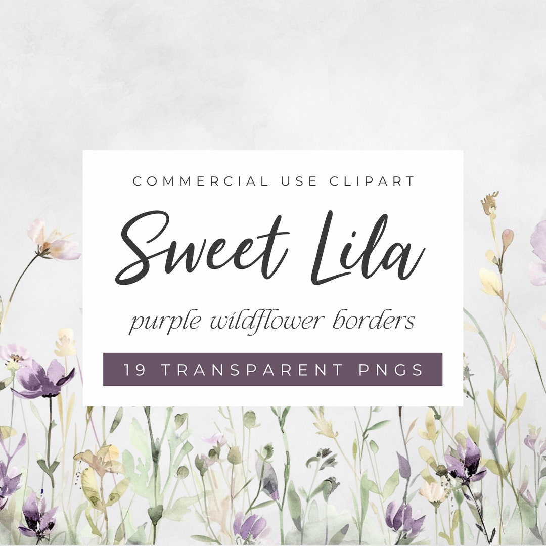 Watercolor Floral Clipart, Purple Wildflowers Clipart, Purple Floral ...