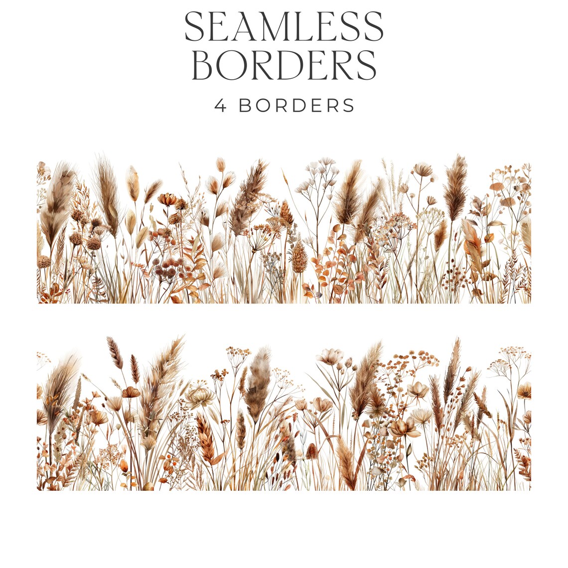 Rustic Fall Wildflower Clipart Watercolor Brown Floral Bouquets and ...