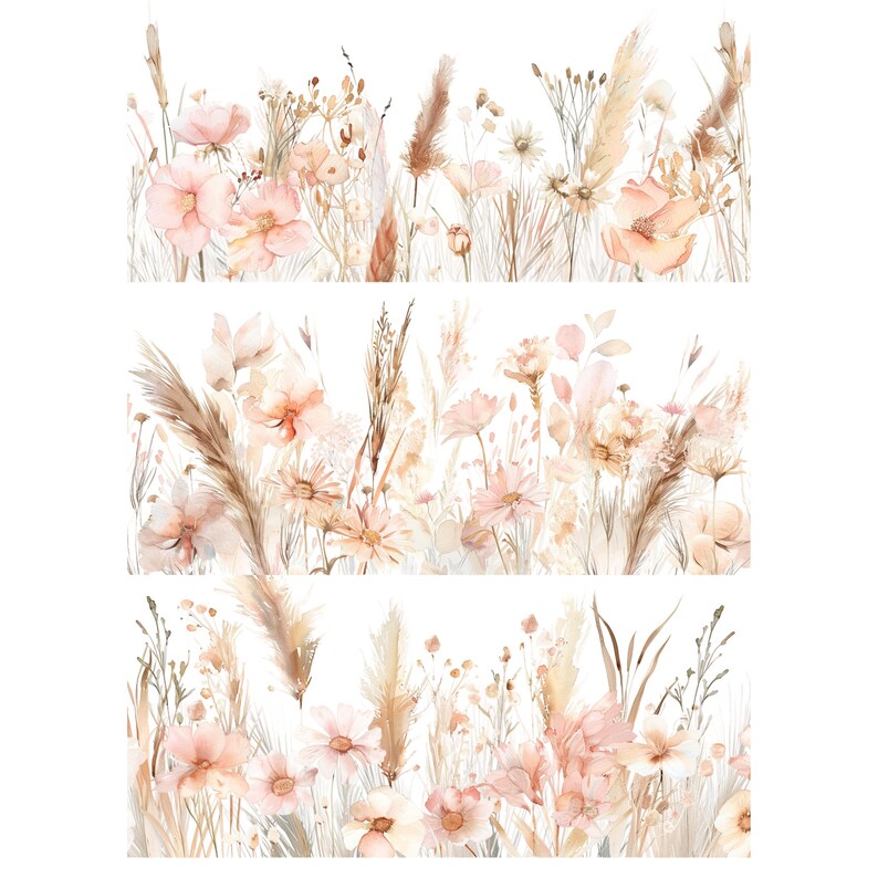 Boho Wildflower Borders, Bohemian Style Wildflower Borders, Wildflower ...