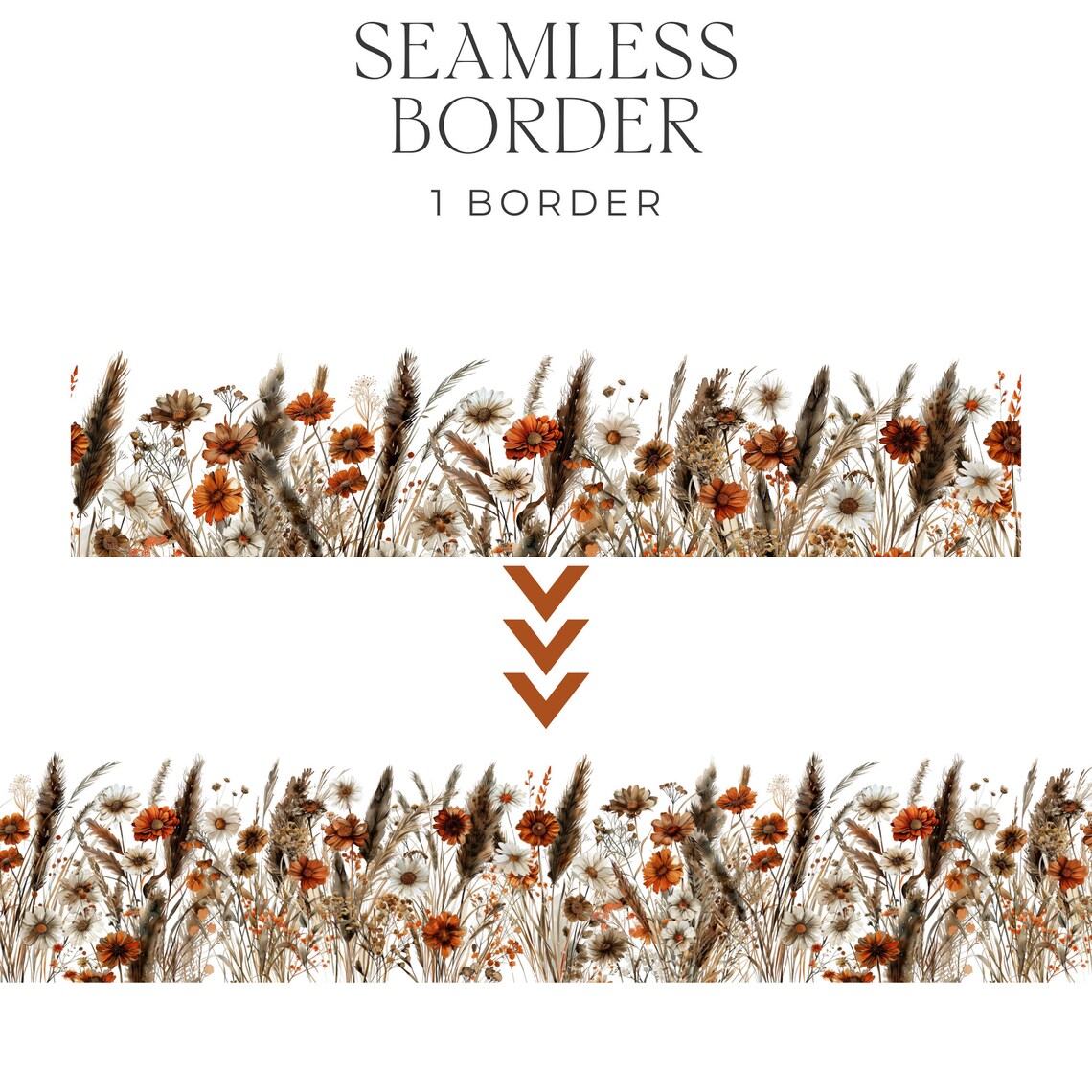 Brown Fall Watercolor Floral Clipart Orange Flower Bouquets and Borders ...