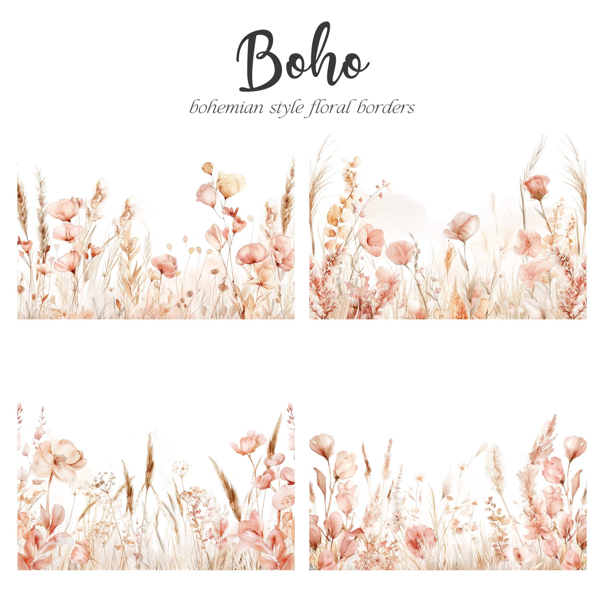 Boho Wildflower Borders, Bohemian Style Wildflower Borders, Wildflower ...