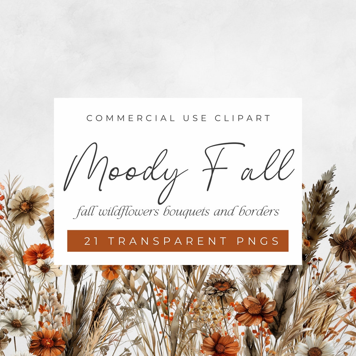 Fall Floral Clip Art, Fall Flower Pngs, Autumn Wildflowers, Fall ...
