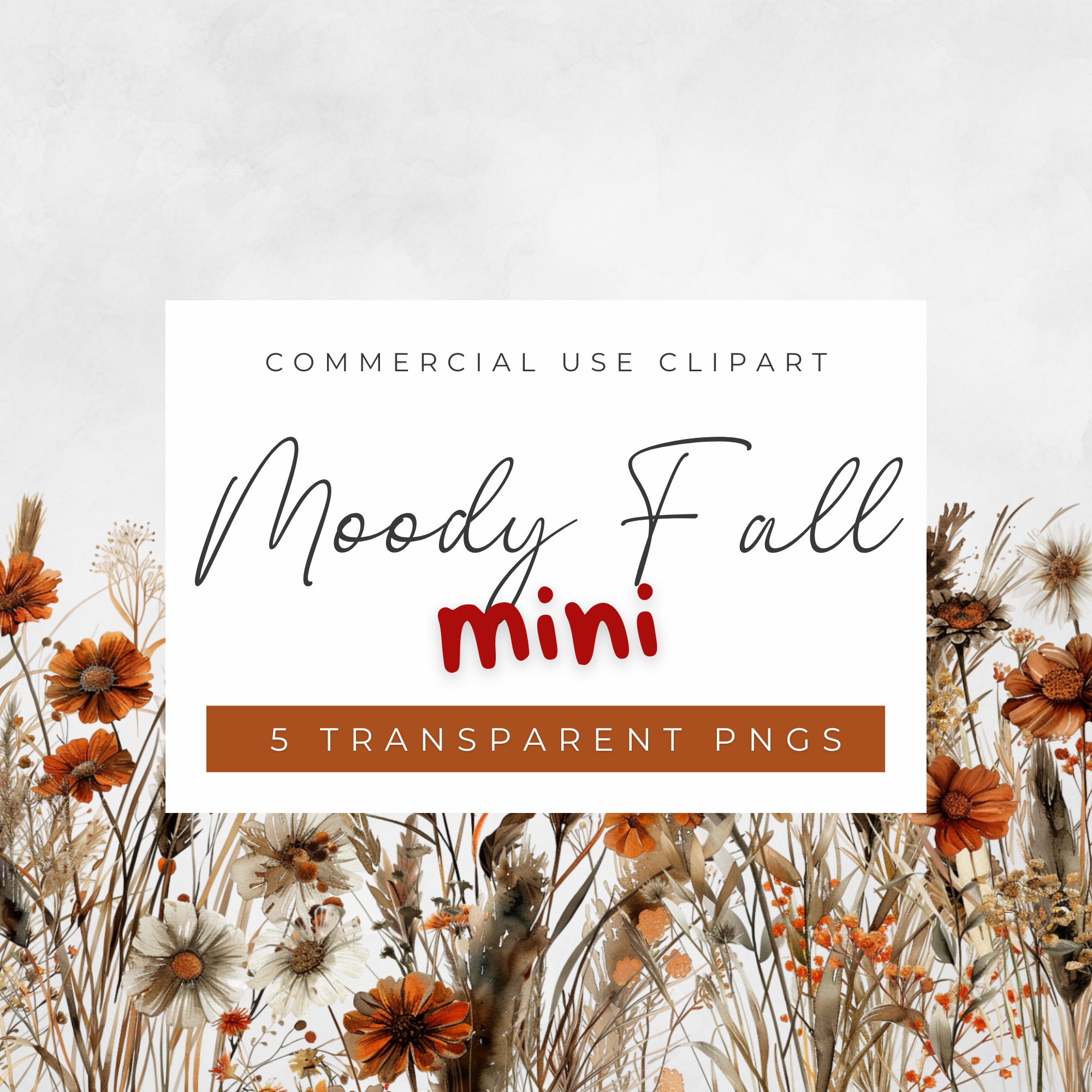 Brown Fall Watercolor Floral Clipart Orange Flower Bouquets and Borders ...