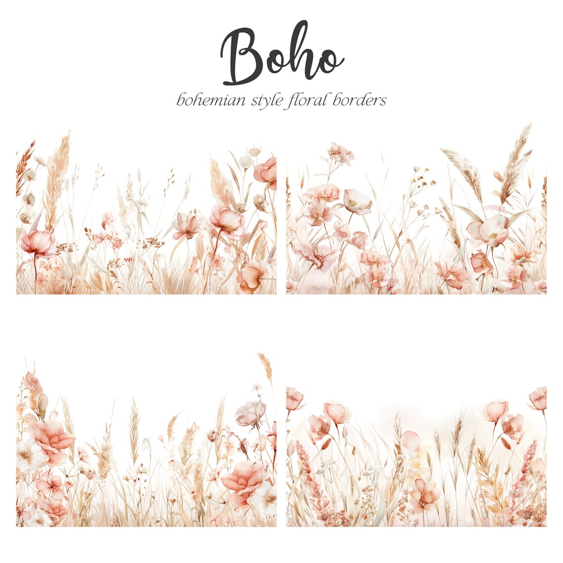 Boho Wildflower Borders, Bohemian Style Wildflower Borders, Wildflower ...