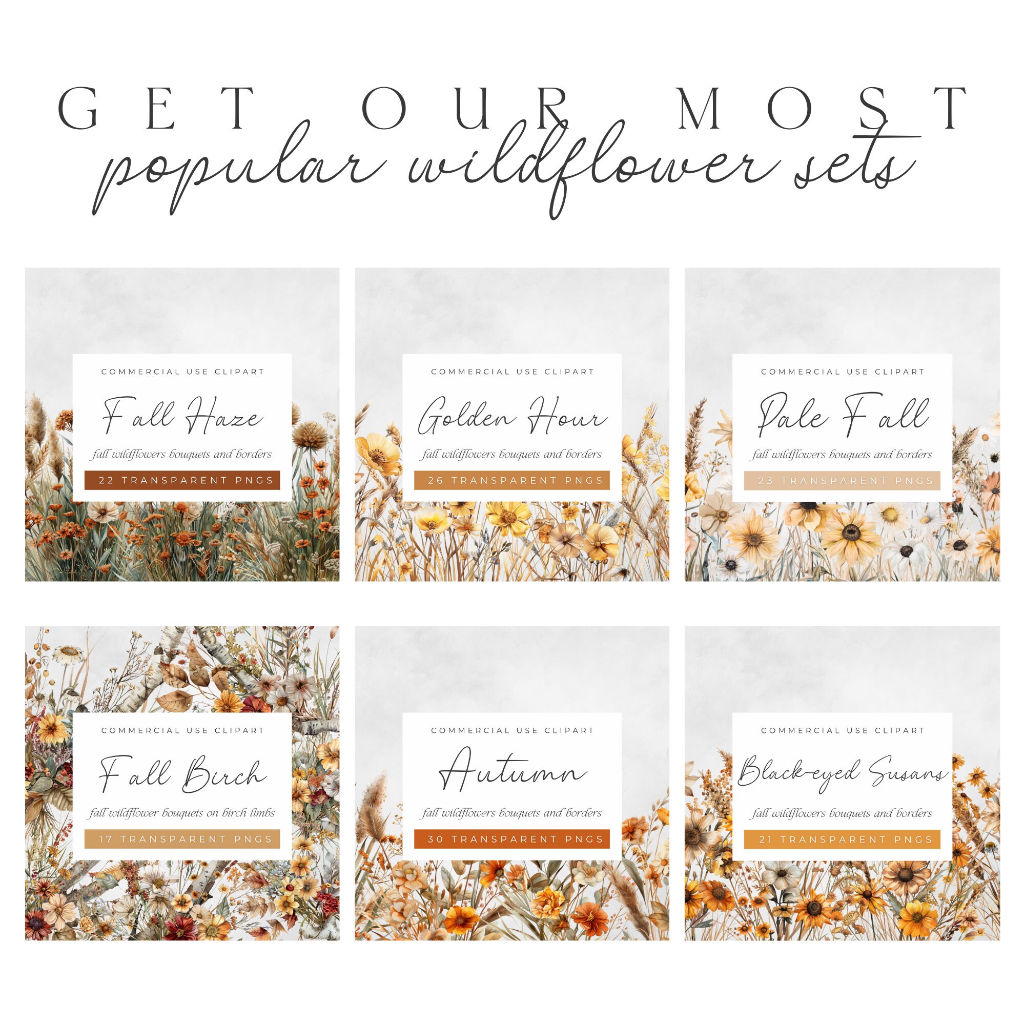 Fall Watercolor Wildflower Collection, Autumn Floral Clipart Bundle ...