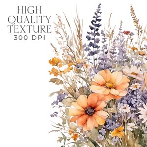 Autumn Watercolor Clipart, Fall Floral Bouquets and Borders, Orange and ...