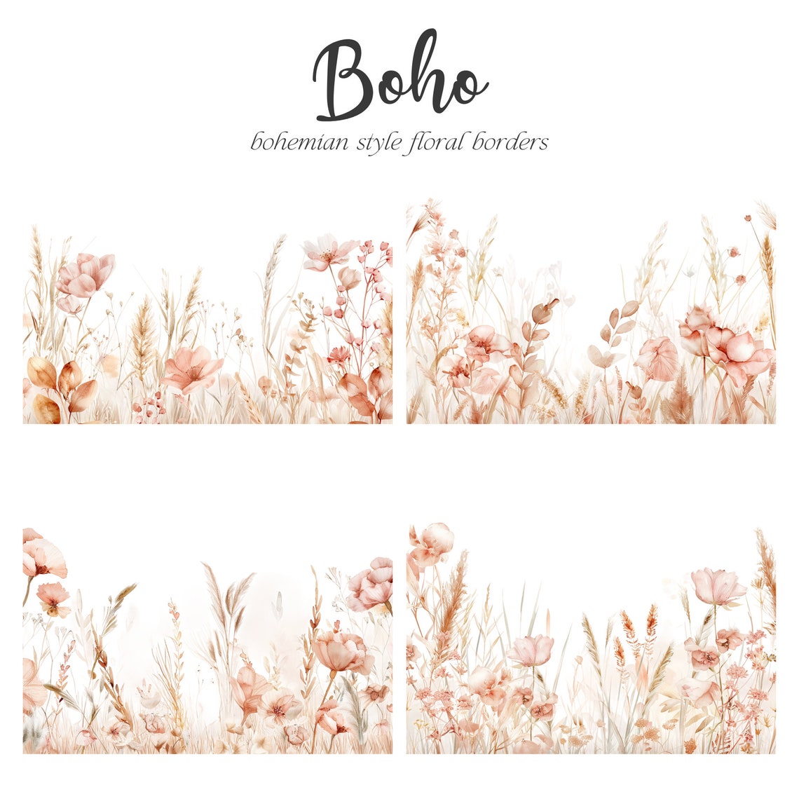 Boho Wildflower Borders, Bohemian Style Wildflower Borders, Wildflower ...