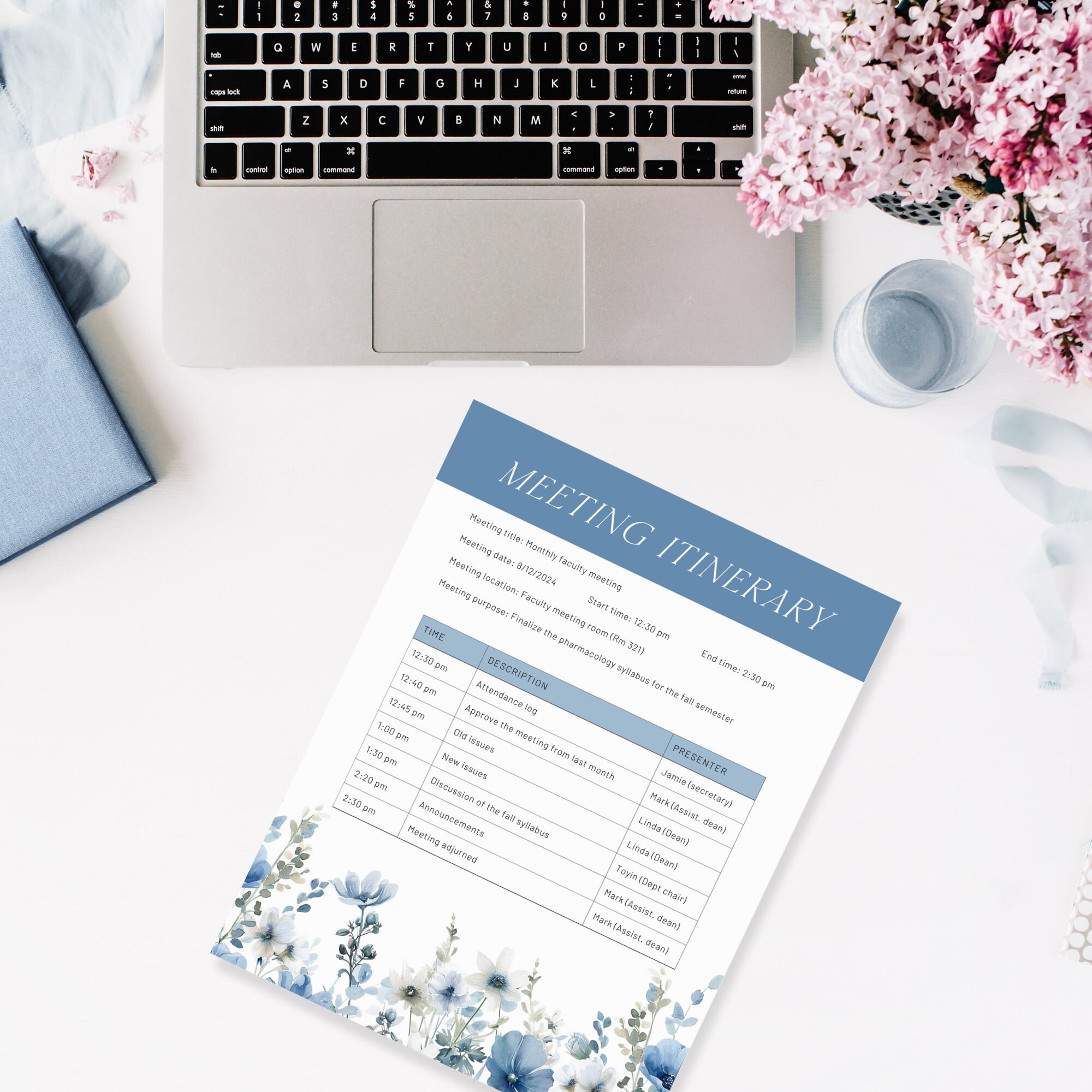 Soft Blue Watercolor Floral Border, Blue Wildflower Borders, Watercolor ...