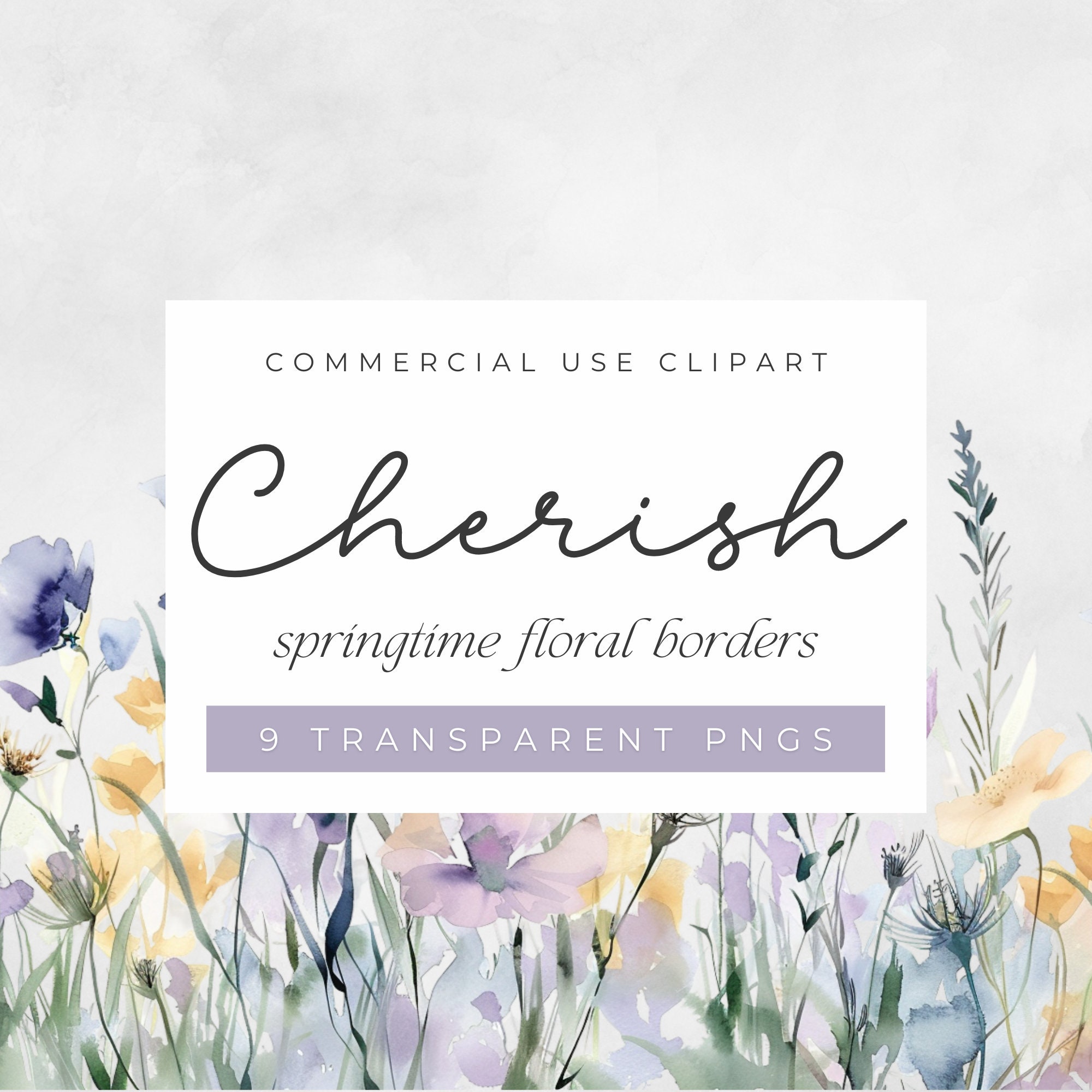 Watercolor Floral Clipart, Spring Wildflowers Clipart, Purple Floral ...