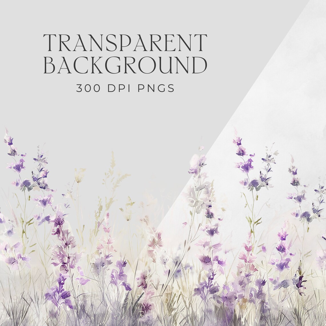 Purple Floral Borders, Soft Purple Wildflower Clip Art, Watercolor ...