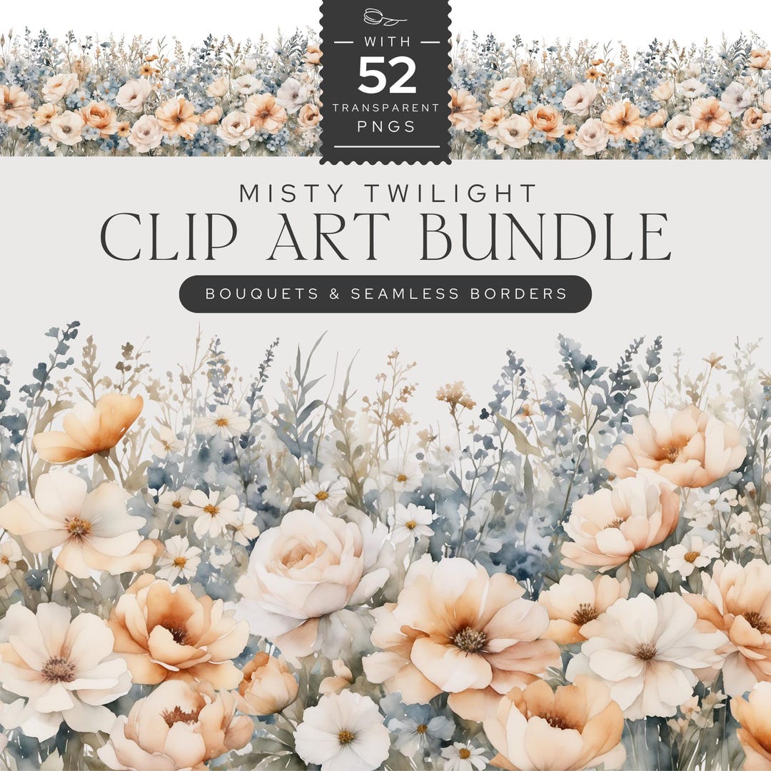 Spring Flower Clip Art Bundle, Watercolor Floral Bouquets, Seamless ...