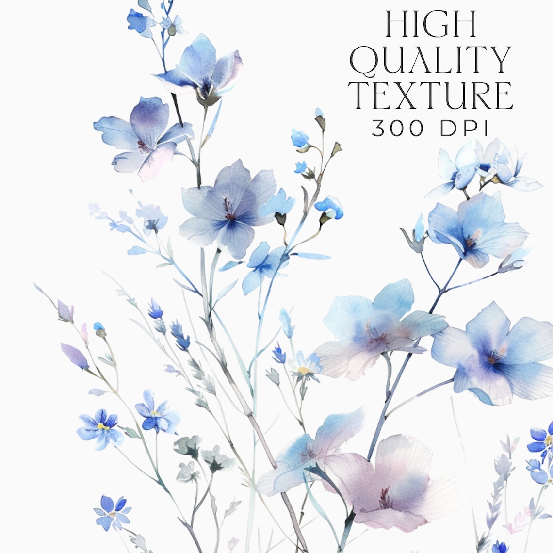 Blue Watercolor Flowers, Watercolor Florals Clipart, Wildflower Floral ...