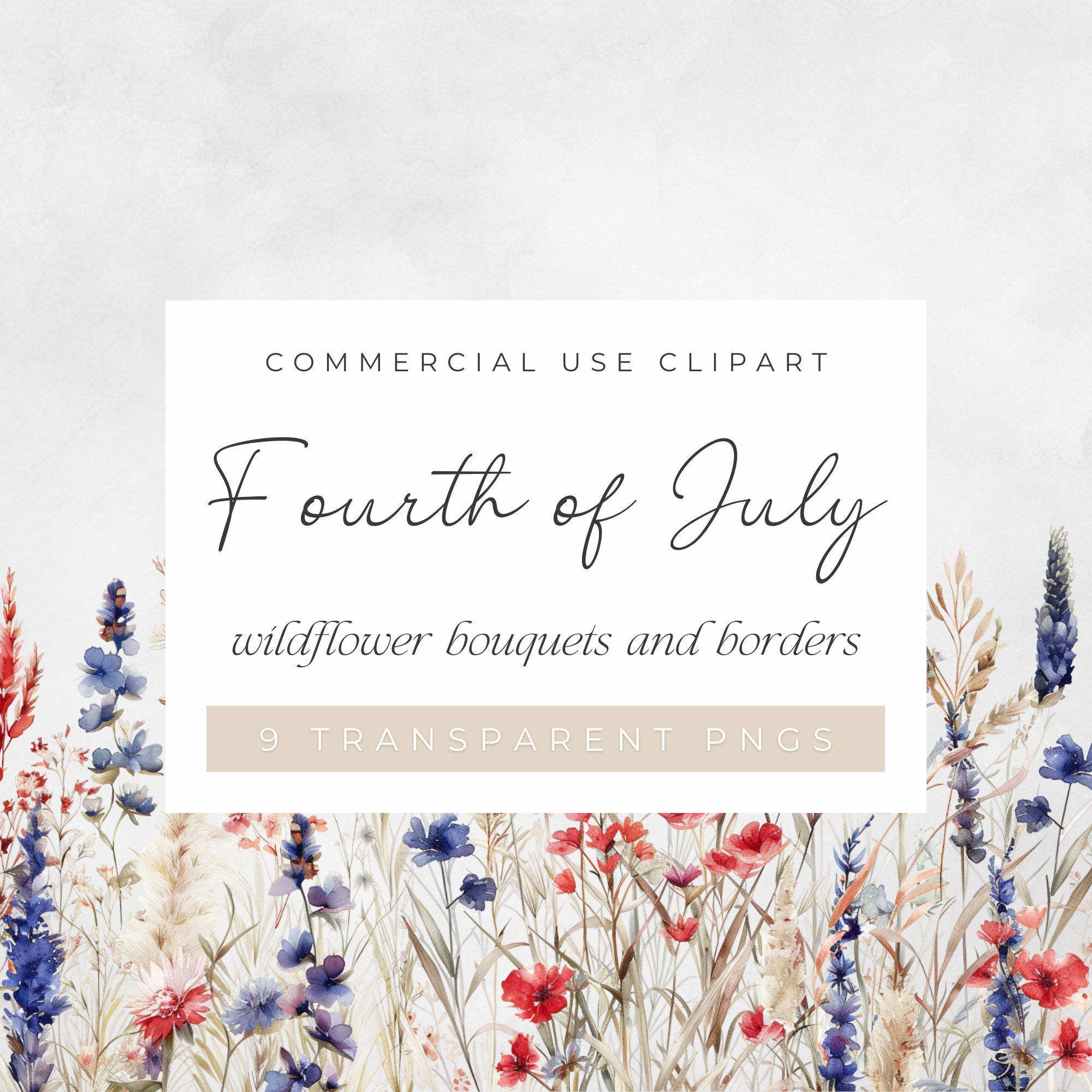 Fourth of July Wildflower Clip Art, Watercolor Wildflower Borders, Red ...