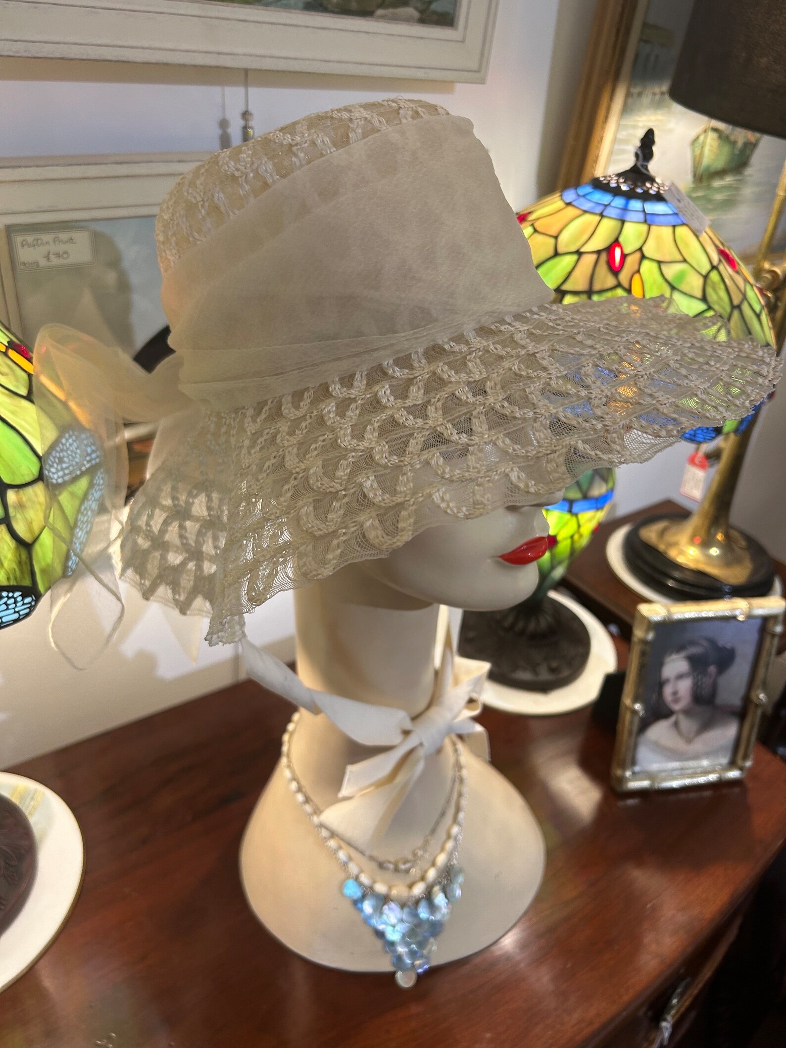 Vintage Cream Wide Brim Sun Hat With Ribbons - 20cm Circumference - Etsy
