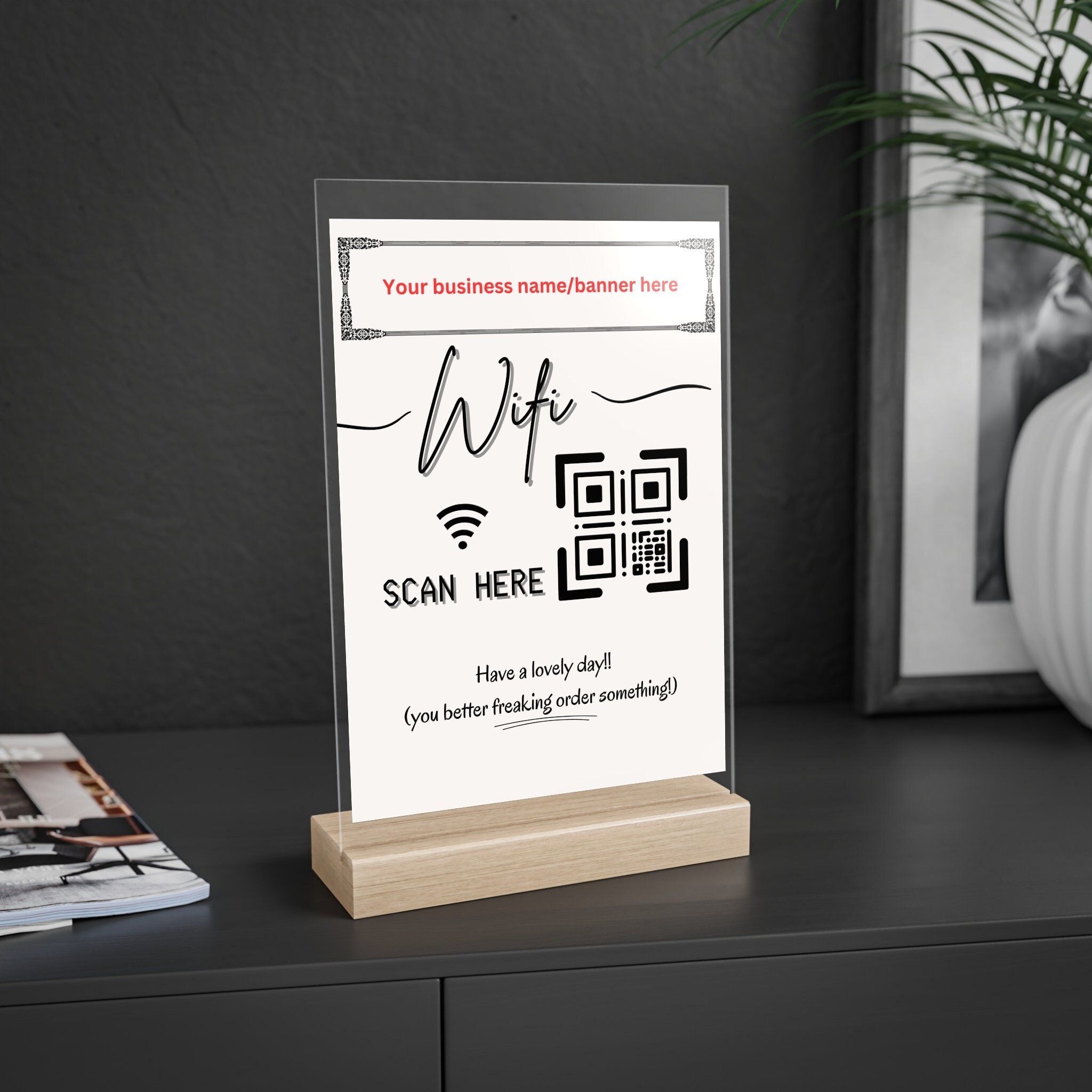 Business Wifi QR Code Sign, Wifi Password Sign Printable, Editable Wifi ...