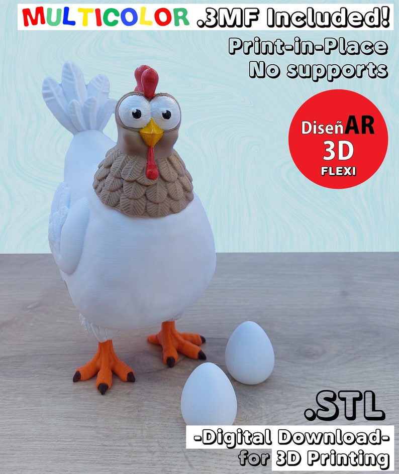 Chicken STL File for 3d Printing, Articulated Chicken Figure, 3mf ...