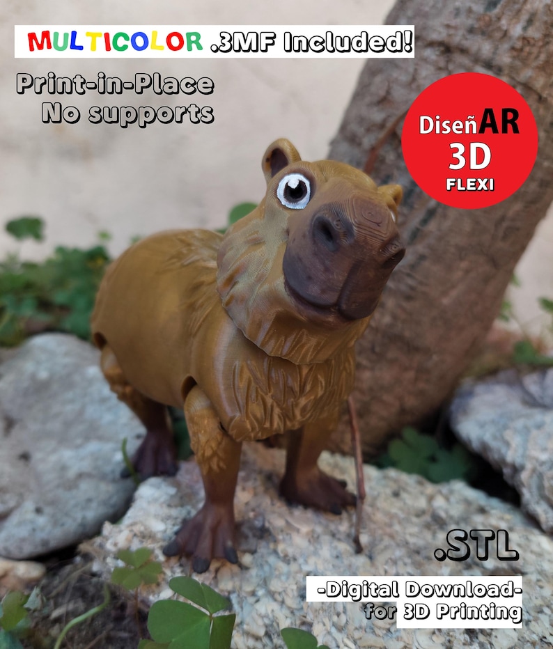 Capybara STL File for 3d Printing, Articulated Capybara Figure, 3mf ...