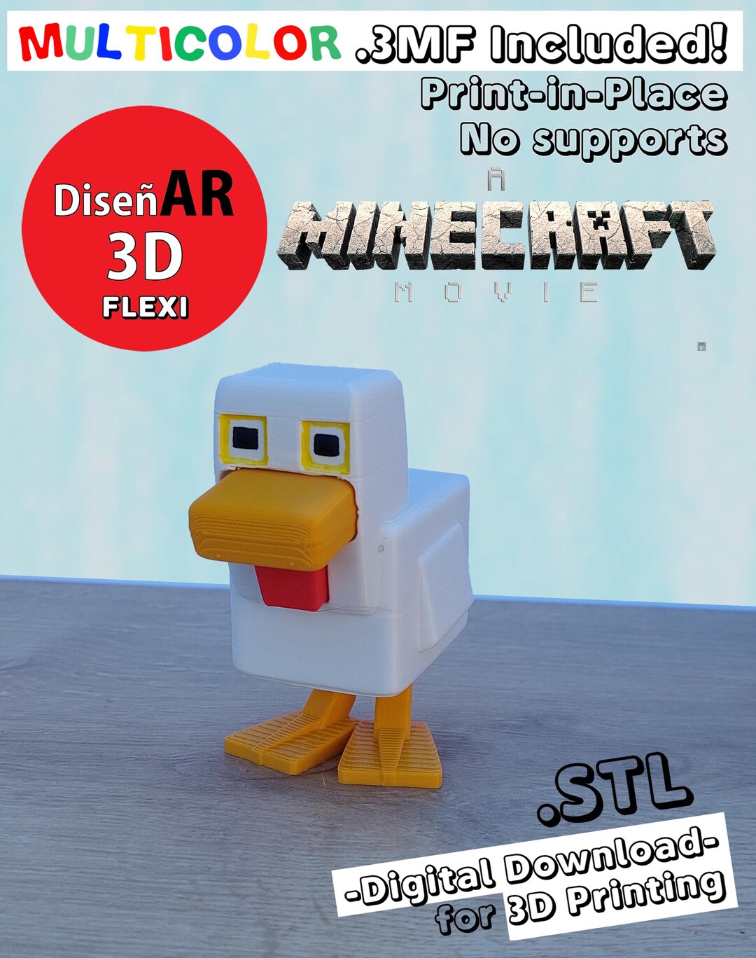 Chicken - Minecraft STL File for 3D Printing - Etsy