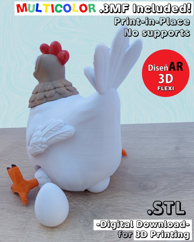 Chicken STL File for 3d Printing, Articulated Chicken Figure, 3mf ...