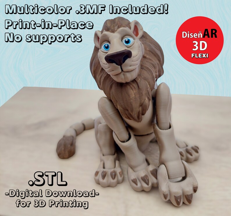 Leon Archivo STL para impresión 3d, figura de Leon articulado, 3mf ...