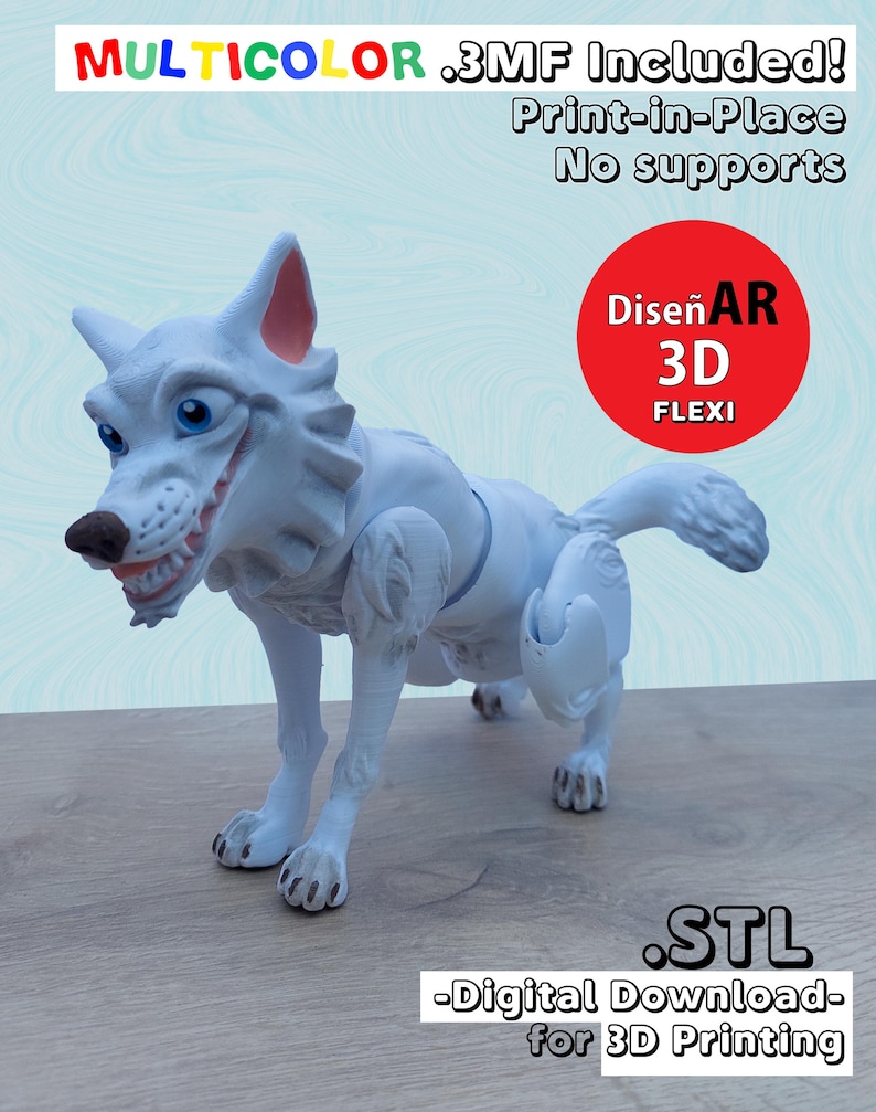 Wolf STL File for 3d Printing, Articulated Wolf Figure, 3mf Included - Etsy